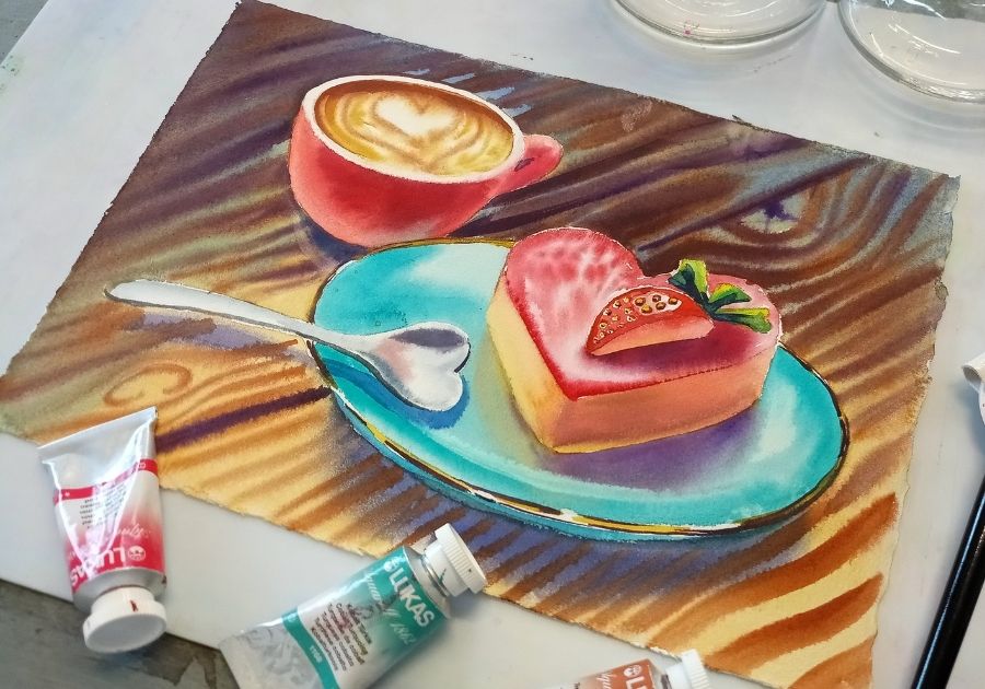 Tutorial: Herzkuchen in Aquarell