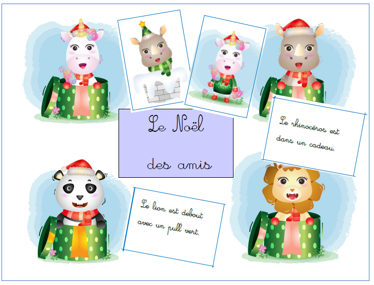 Le Noël des amis - Phrases langage oral et Compréhension lecture