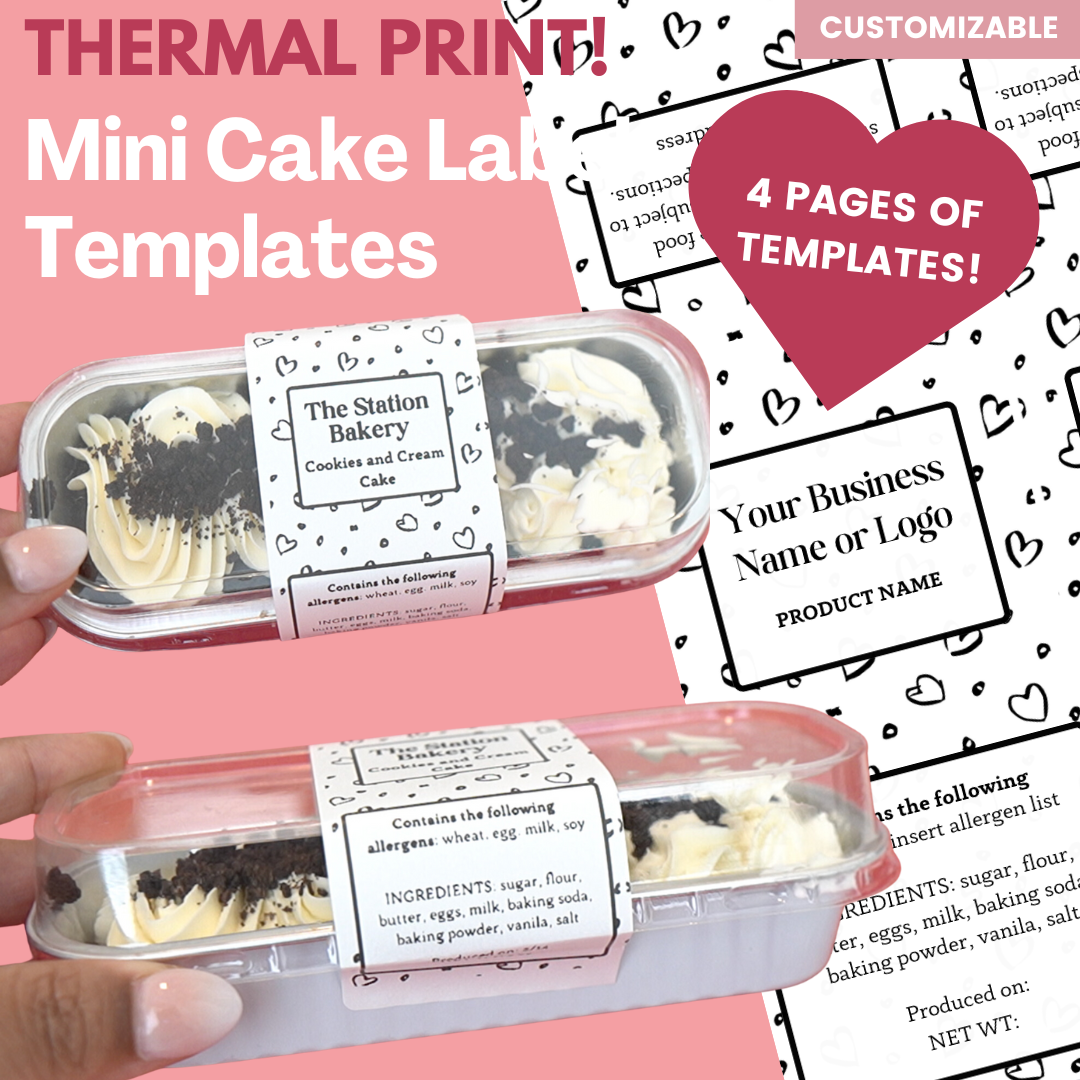 Hearts and Kisses Thermal Label Mini Cake Template