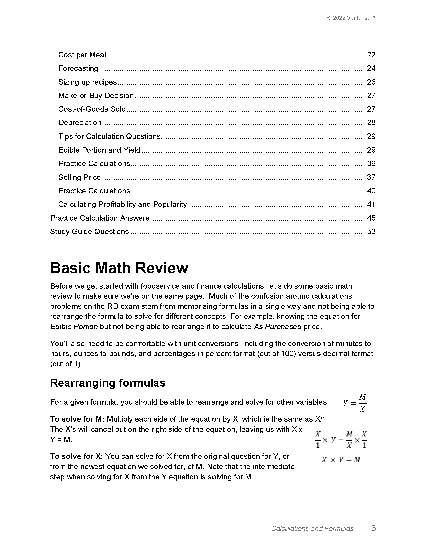 Calculations and Formulas Study Guide for the RD Exam