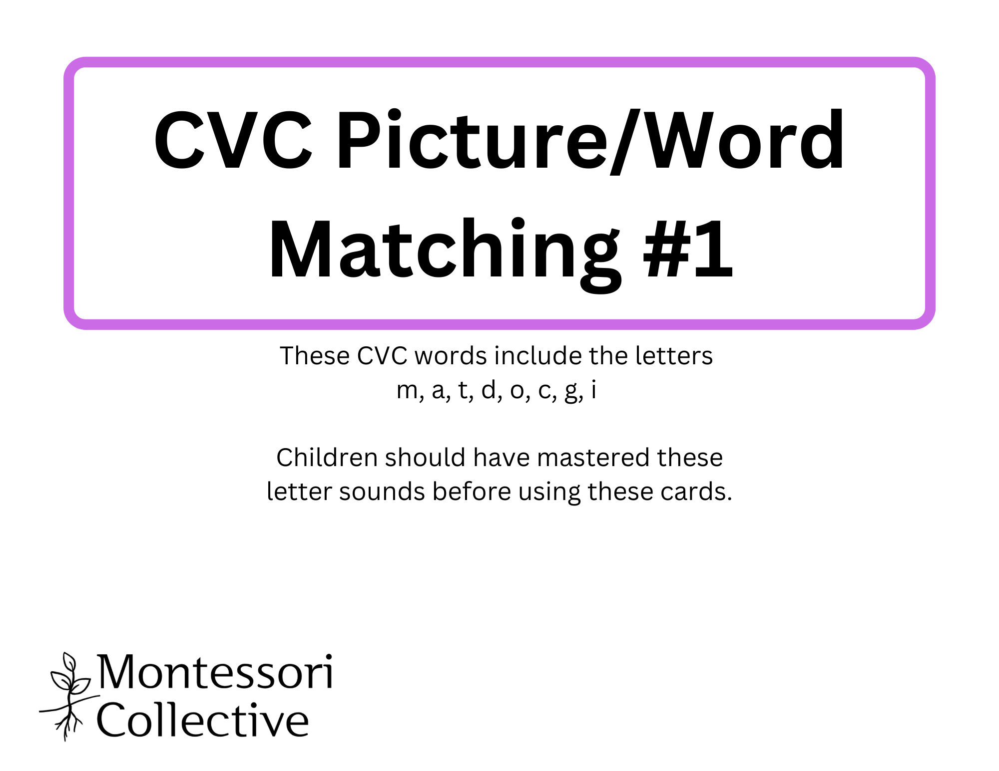 CVC Picture Word Matching Bundle #1