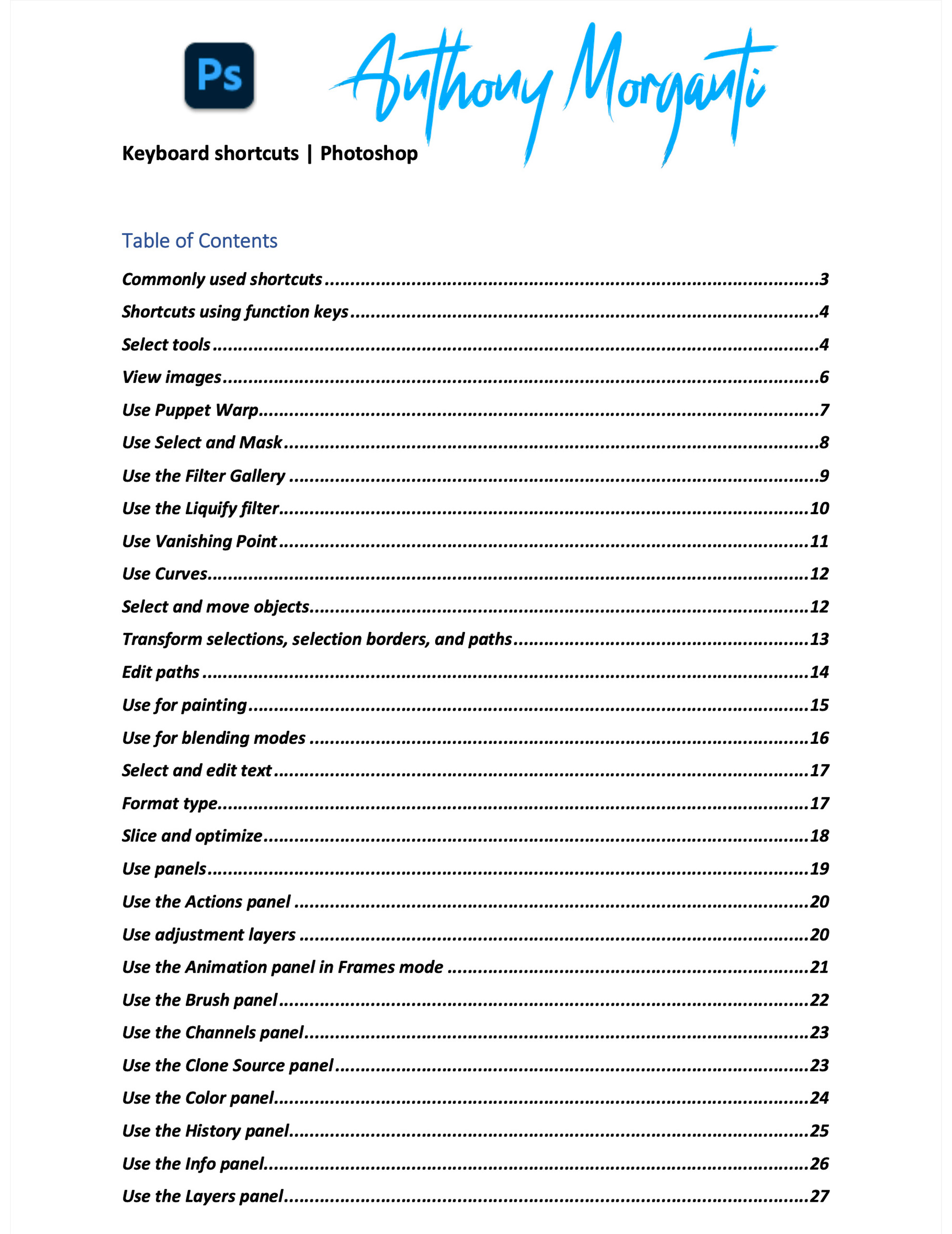 Photoshop 2024 Keyboard Shortcuts PDF
