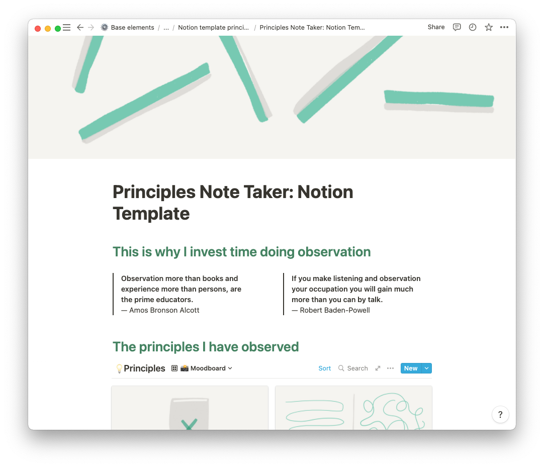 Principles Note Taker Notion Template 