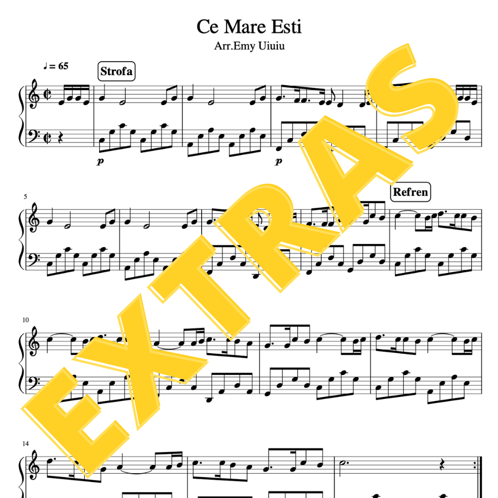 Ce mare esti - Vrednic esti de cinste - partitura pian