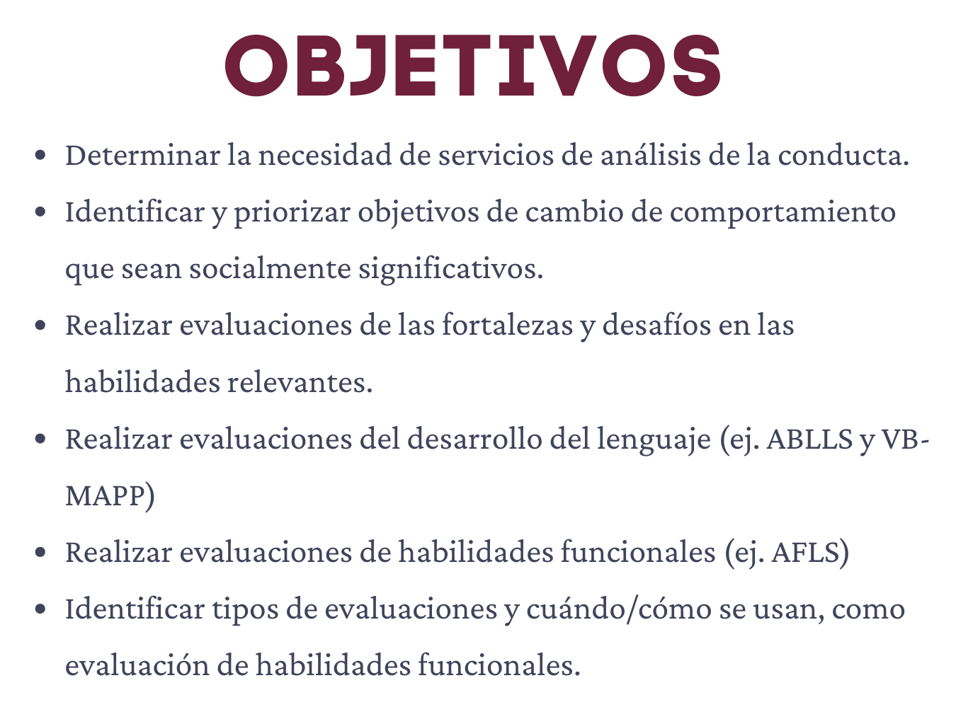 Evaluaciones curriculares y de habilidades: ABLLS, AFLS, VB-MAPP y más!