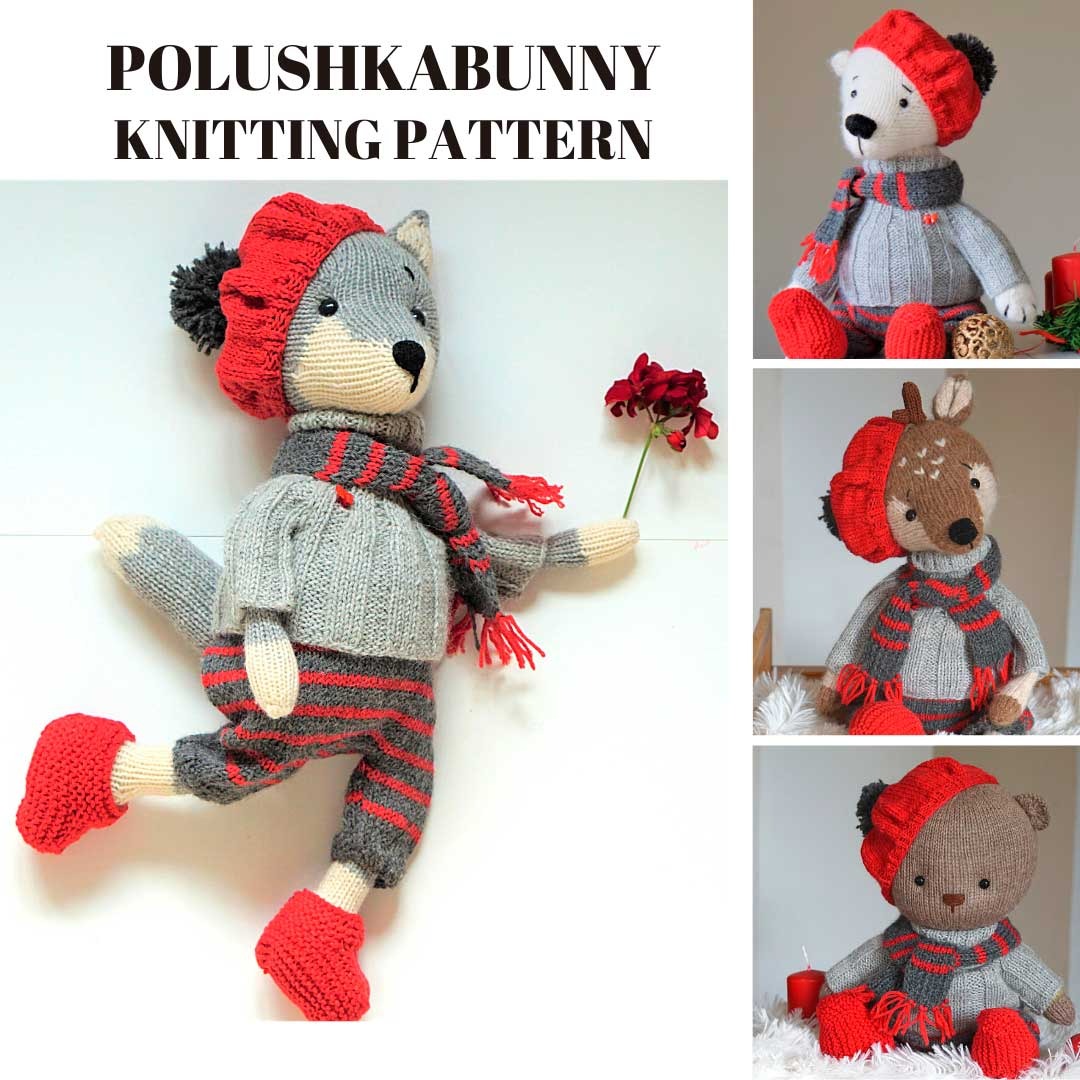 Knitting Toy Pattern + Videos - Mr. Fox and Mr. Wolf Toys by Polushkabunny