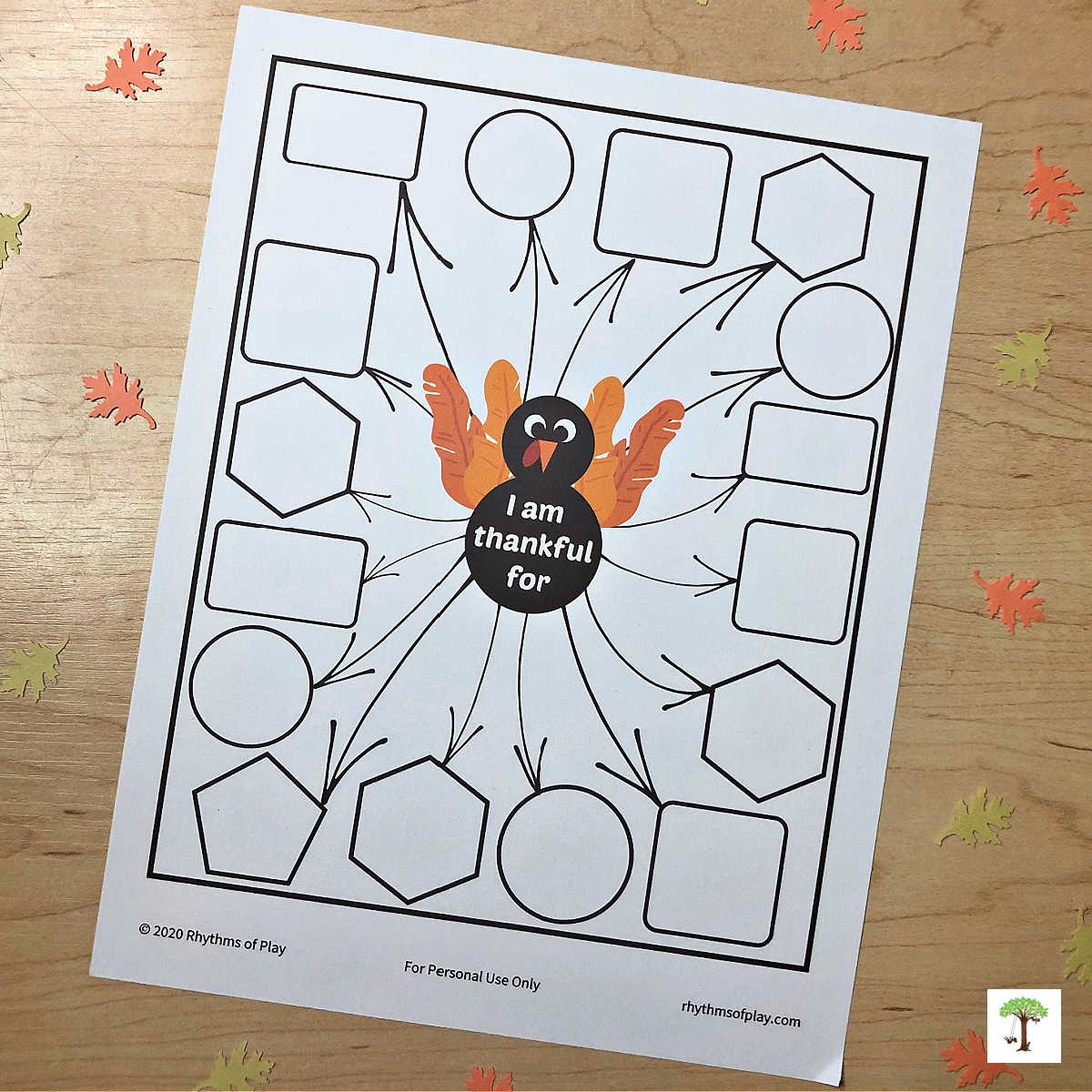 Thankful Turkey Printable Coloring Page