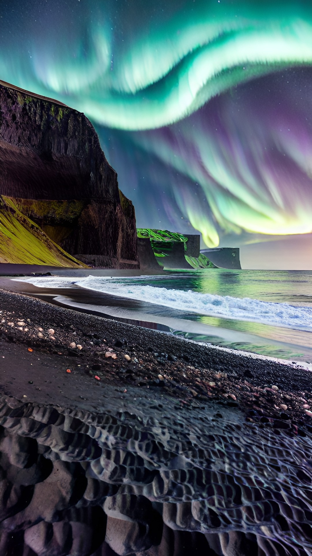 Chasing the Northern Lights at Iceland's Black Sand Beach