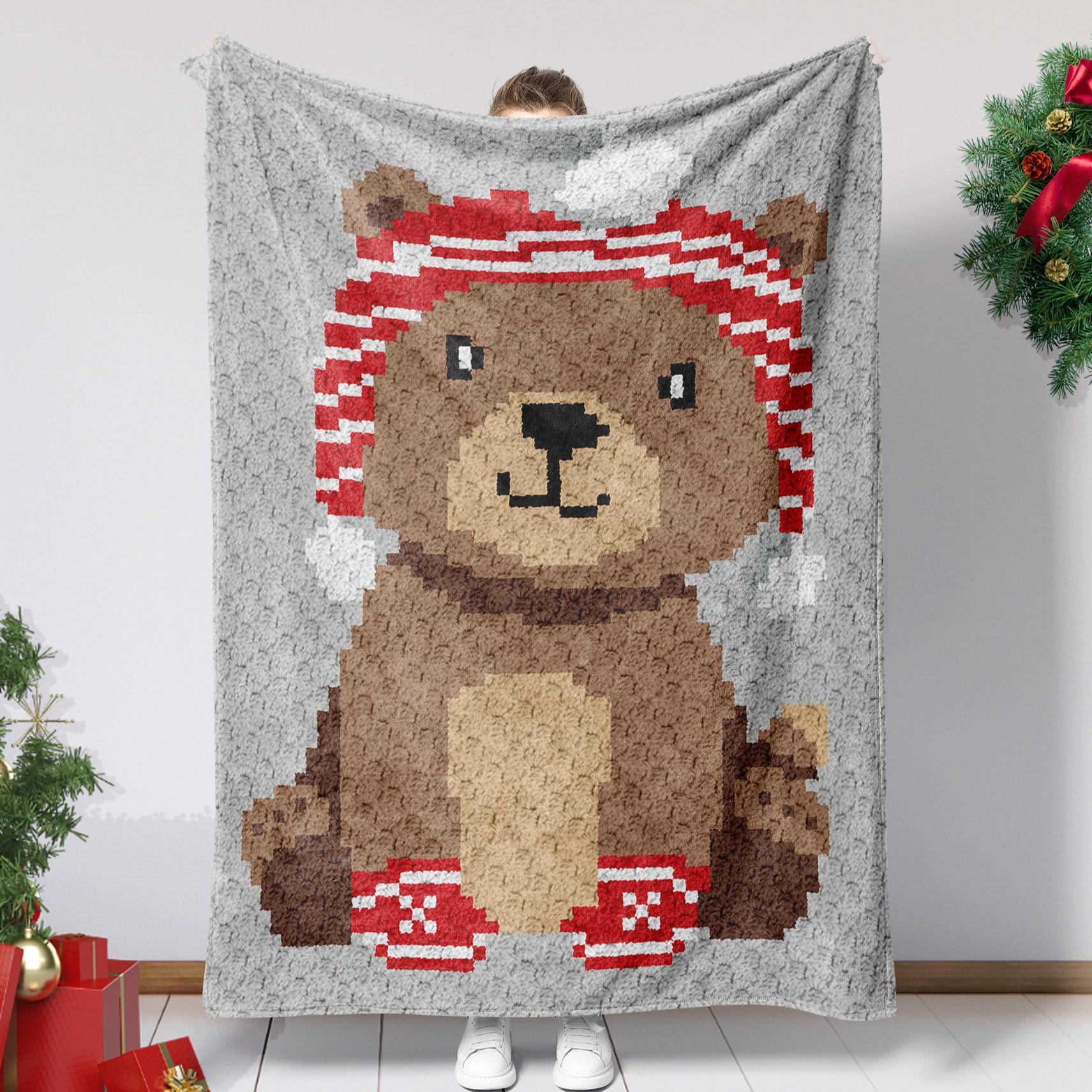 Winter Woodland Bear Graphghan Pattern