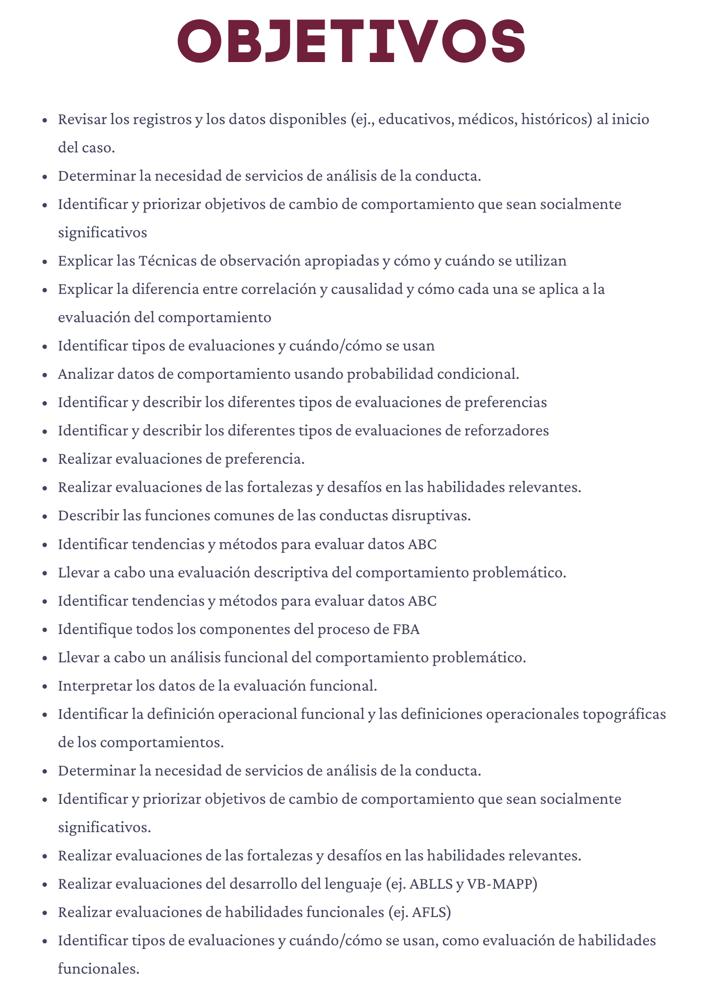Evaluación del comportamiento: evaluación funcional, curricular, de ...