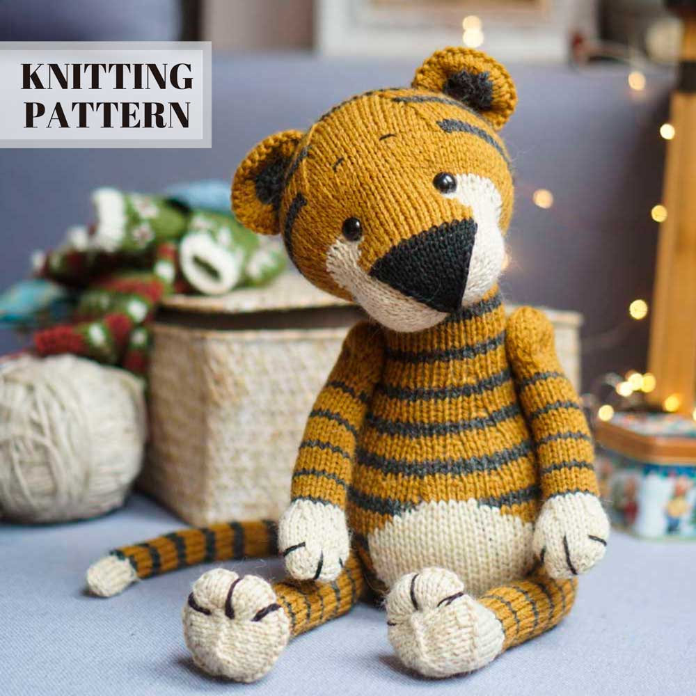 Knitting Pattern - Large Tiger + Video Bonus!