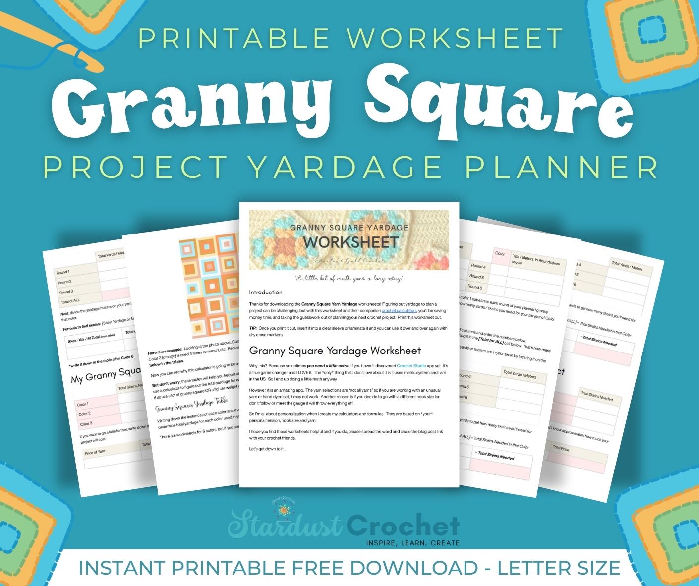 Granny Square Yarn Yardage Worksheet