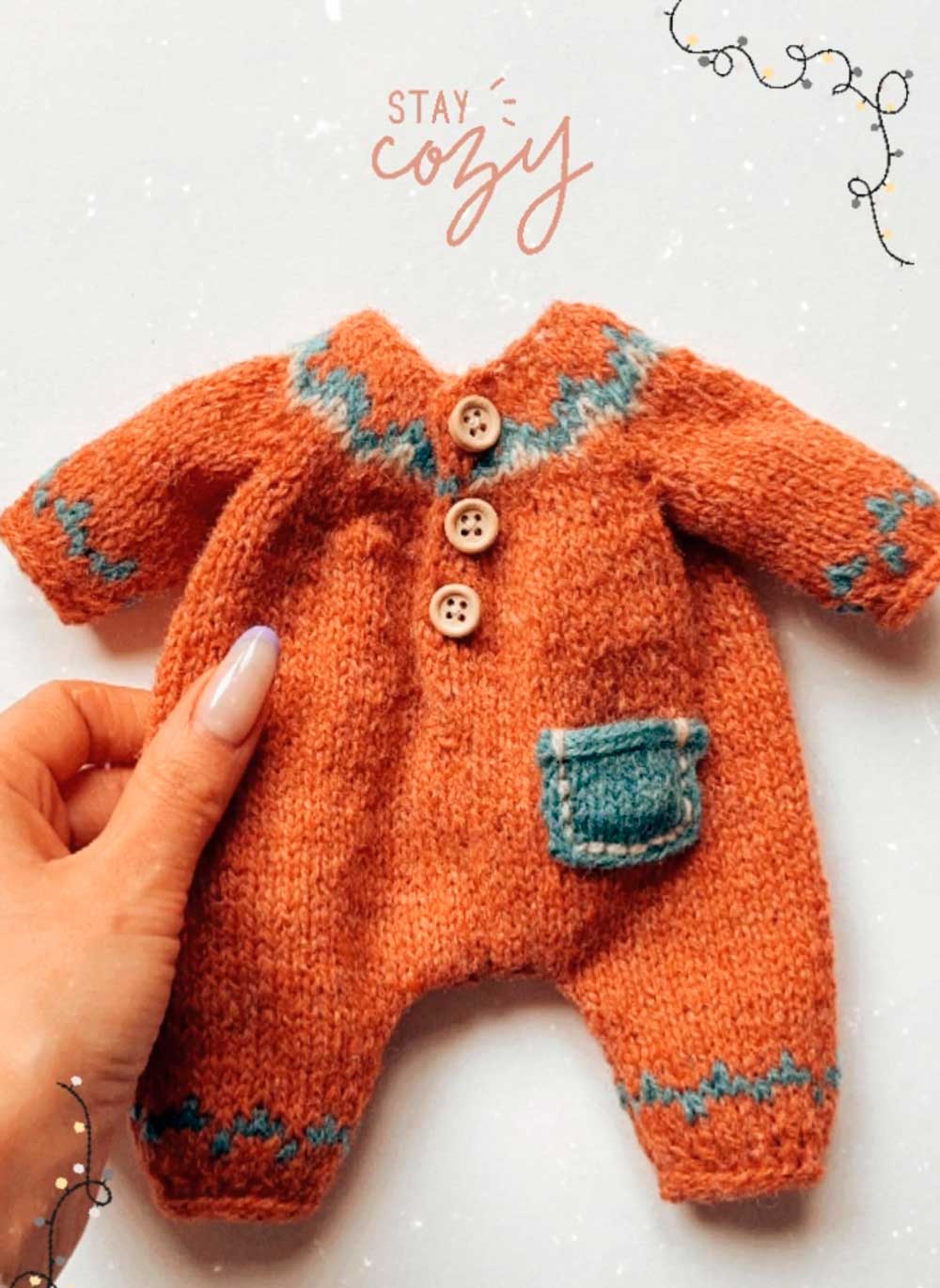 Knitting Toy Clothes Pattern - Onesie for 10''/cm toys