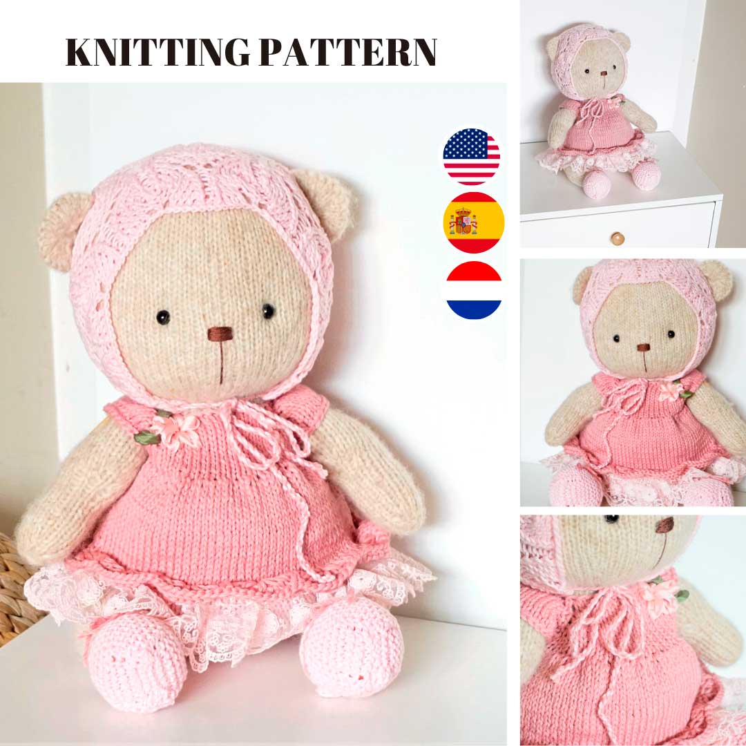 Knitting Toy Clothes Pattern - Shabby Chic Teddy Clothes