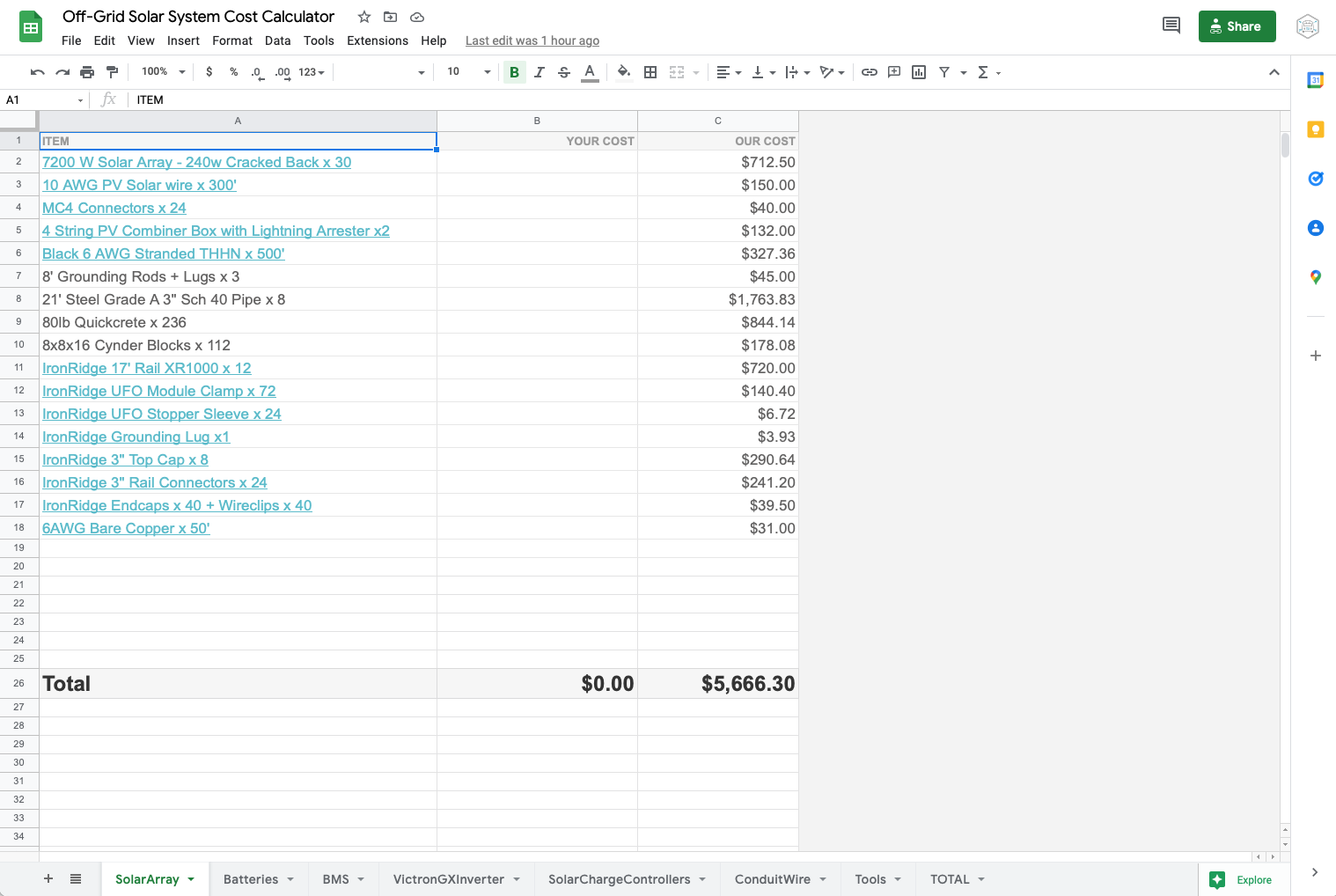Off-Grid Solar System Cost Calculator