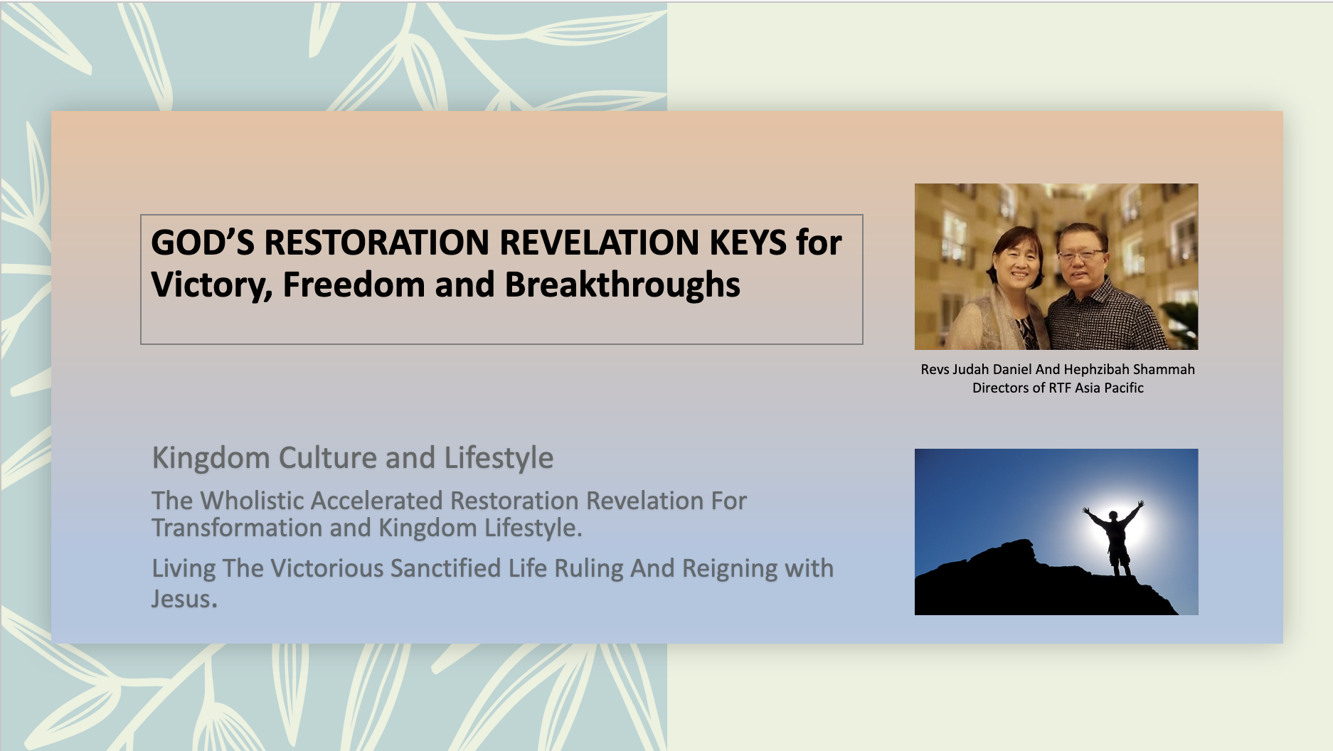 Restoring The Foundations Asia Pacific