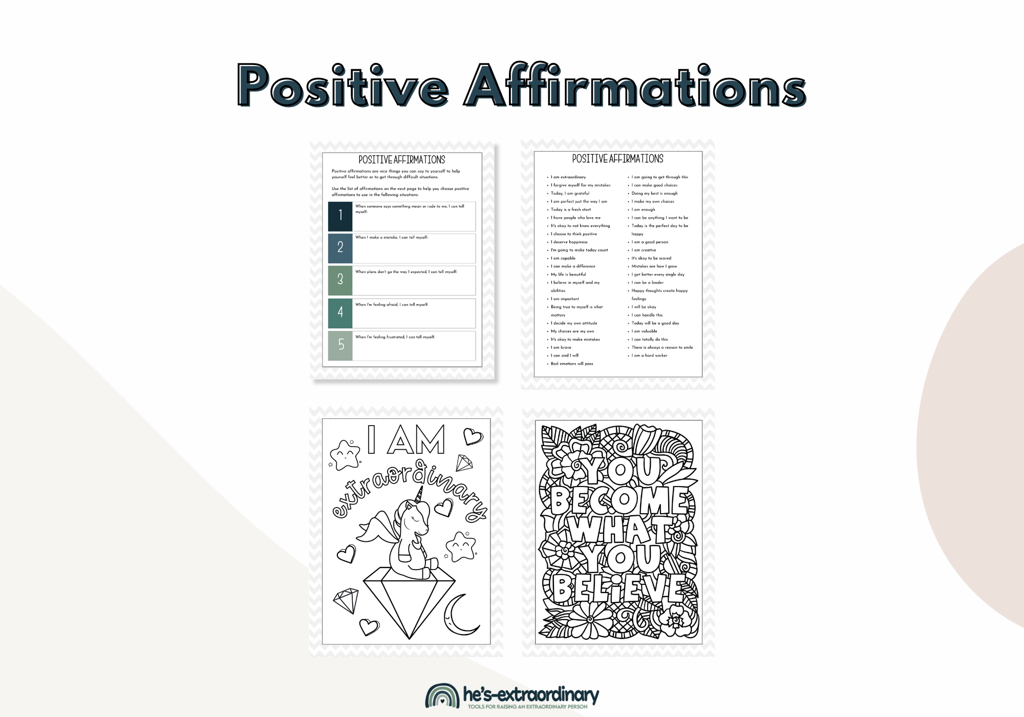 Positive Affirmation Activity Sheets