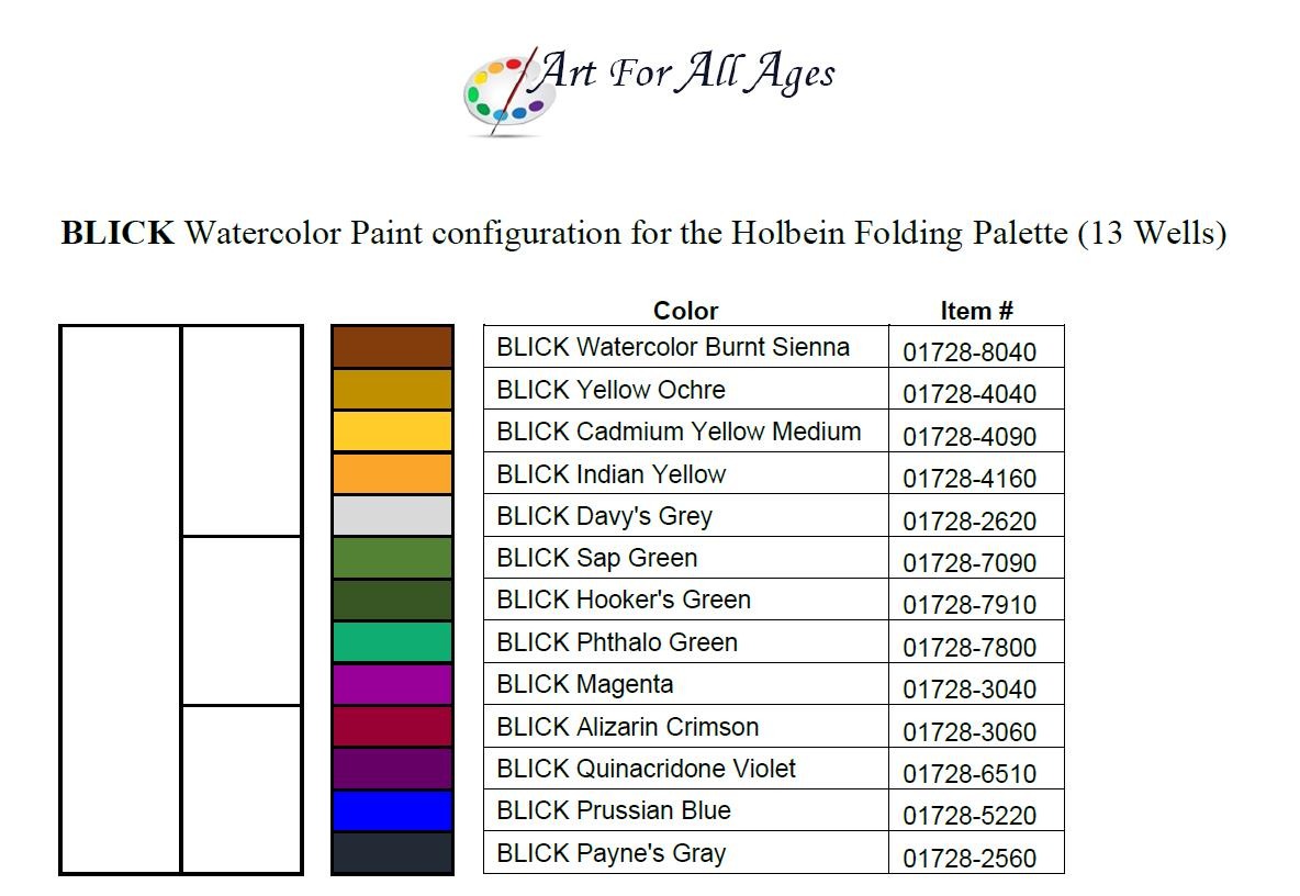 BLICK Watercolor Palette Visual Guide (Watch Tuesday’s Tip: July 14th)