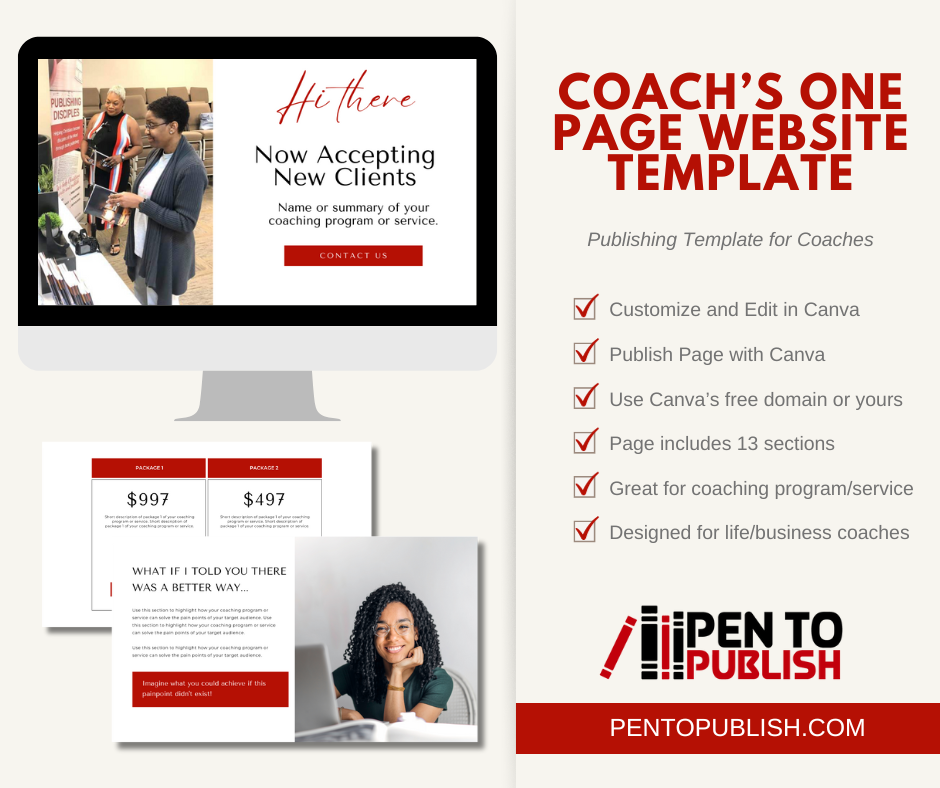 Coach's One Page Website Canva Template