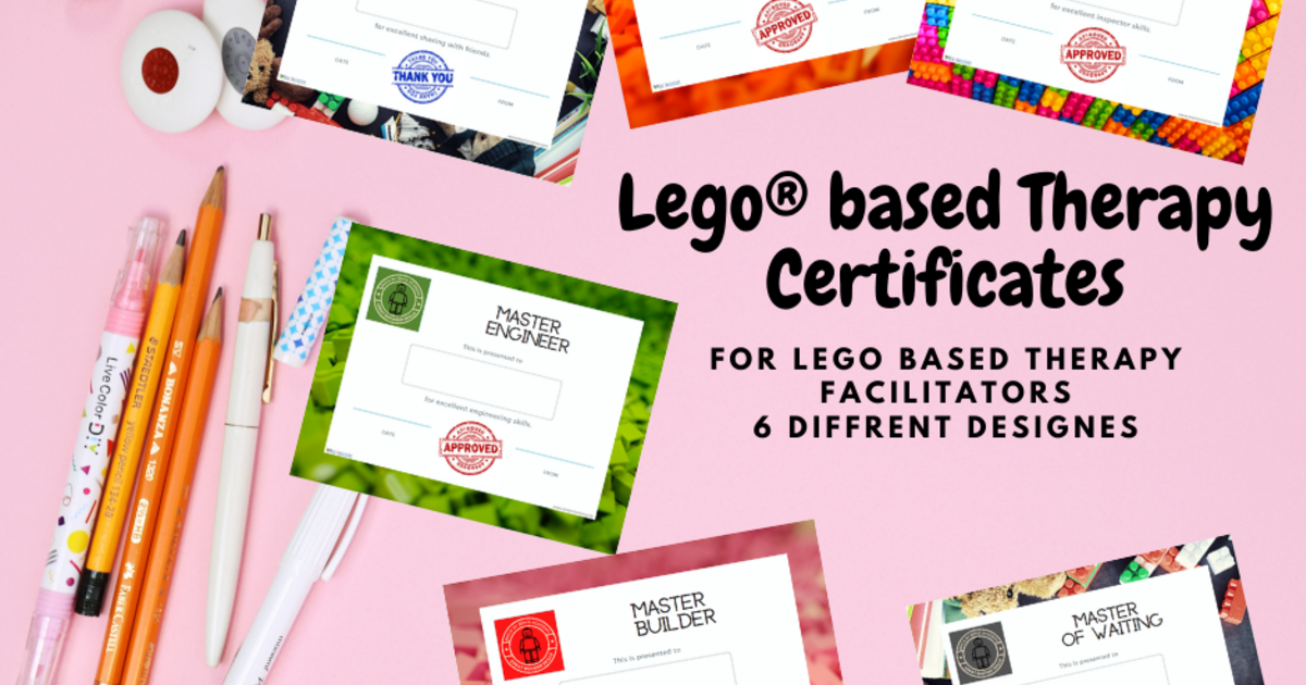 Lego® based Therapy Six Certificates Templates