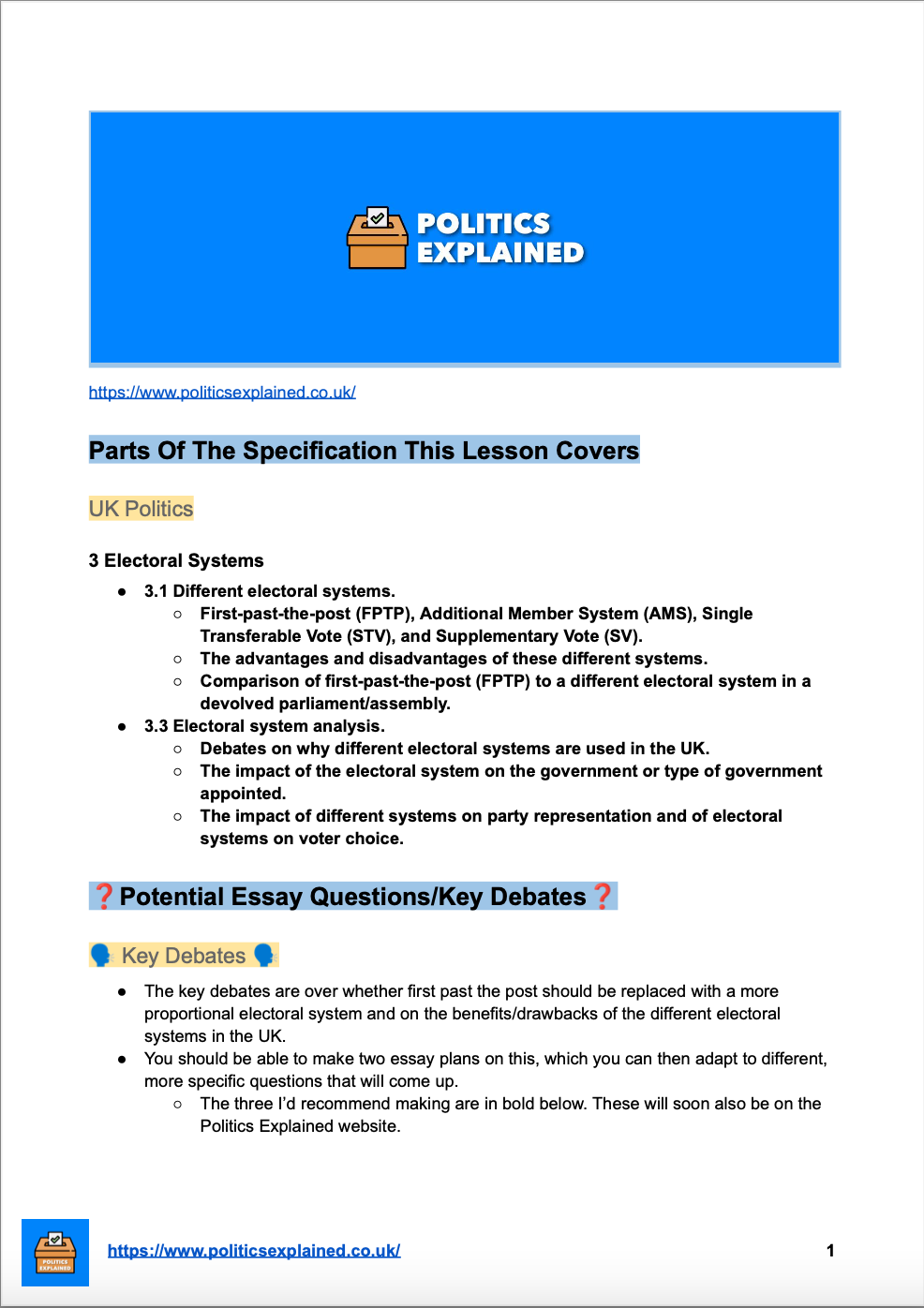 Electoral Systems - Everything You Need To Know For A Level Politics