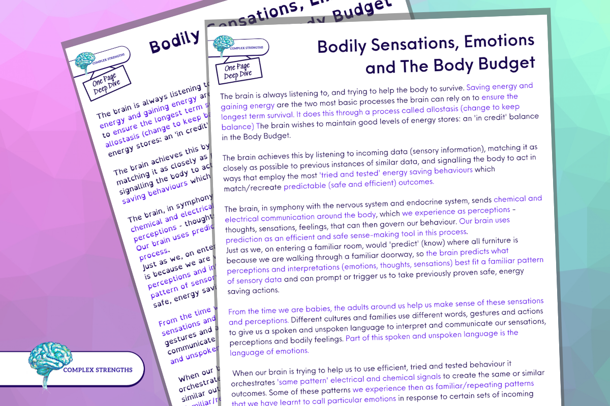 One Page Deep Dive on Body Budget and Emotions