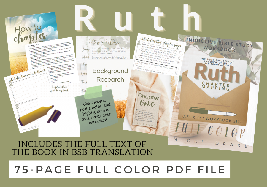 Ruth Inductive Chapter Mapping Workbook- FULL COLOR- Digital/Printable