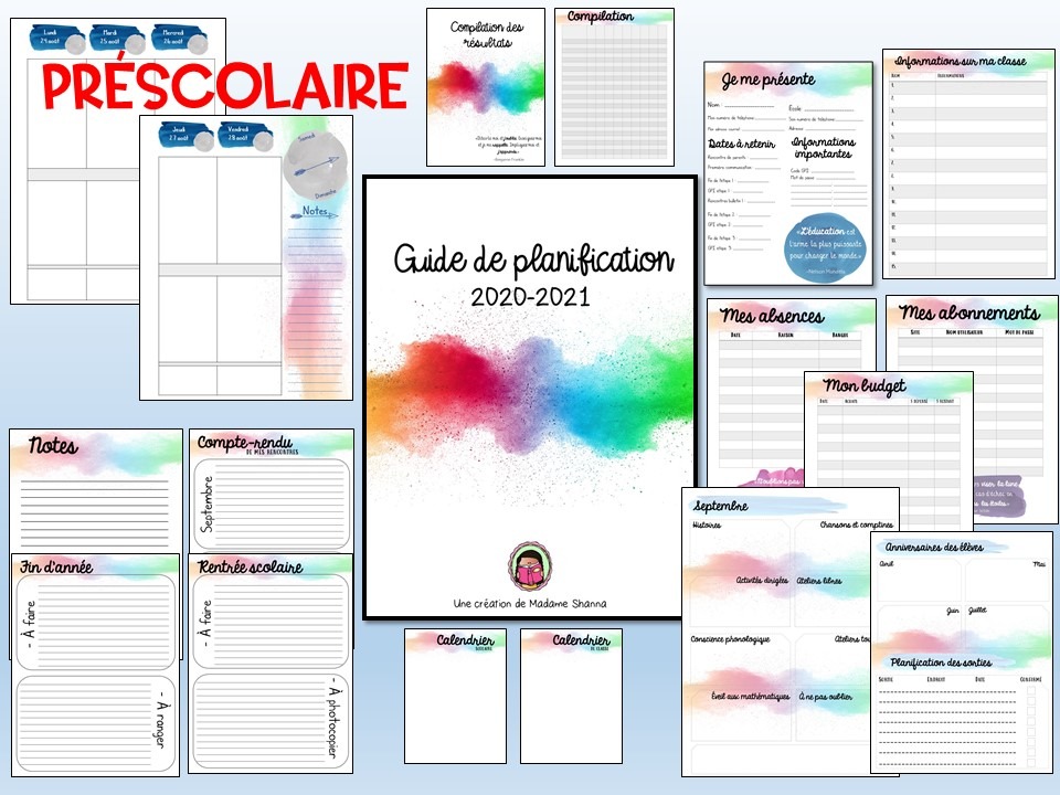 Guide de planification 2020-2021 - Préscolaire