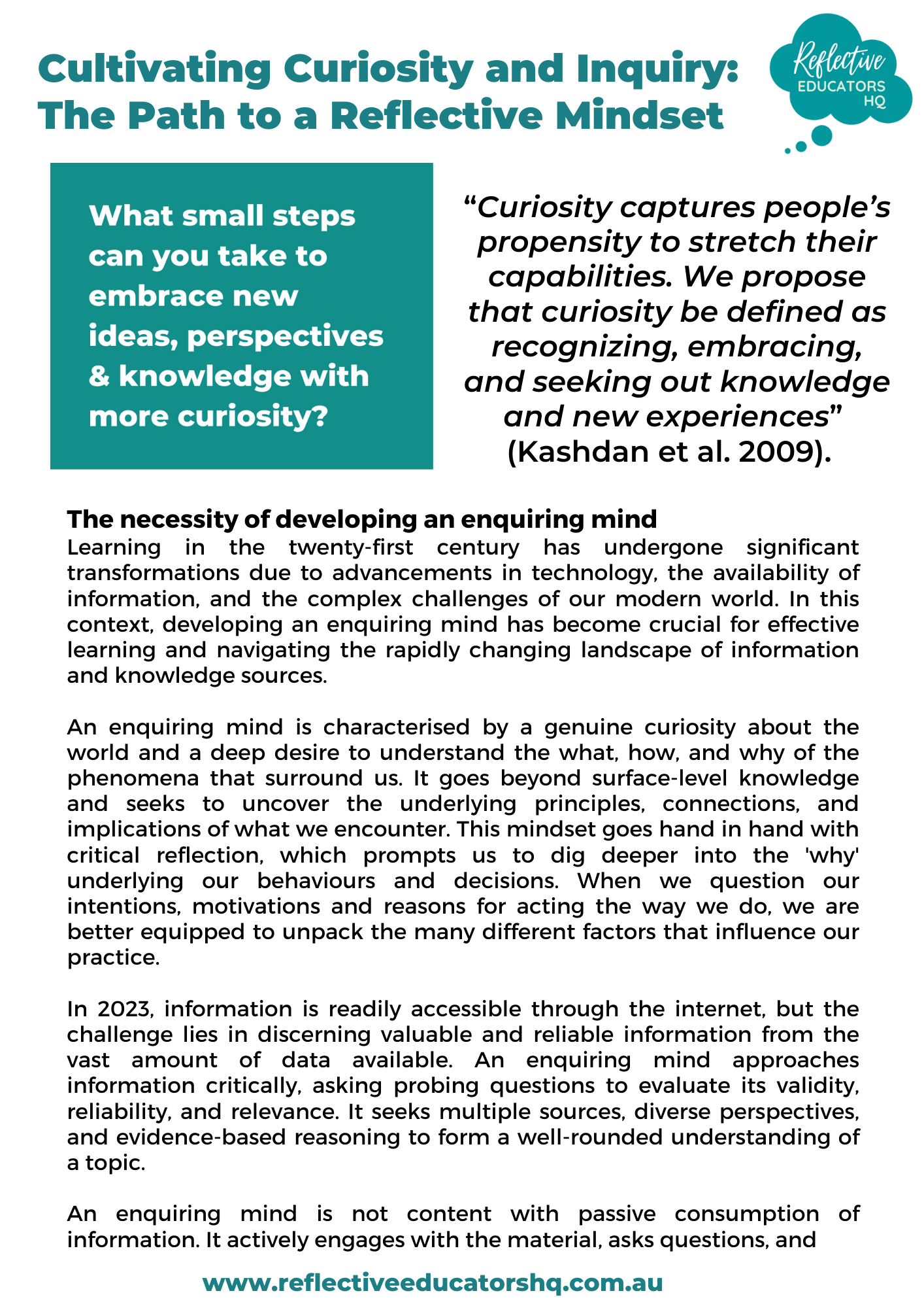 Cultivating Curiosity and Inquiry: The Path to a Reflective Mindset ...