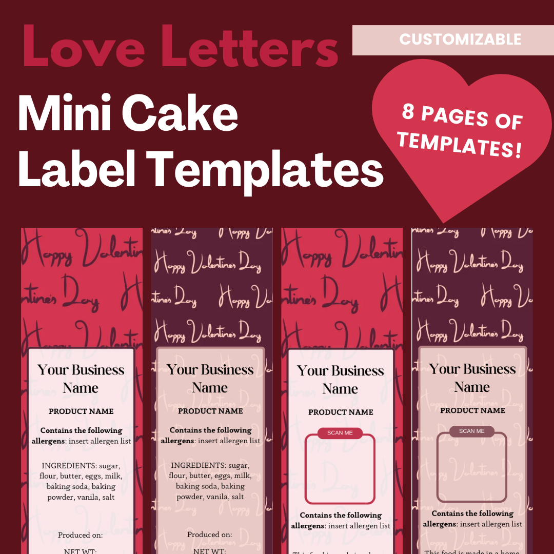 Love Letters Mini Cake Label Templates