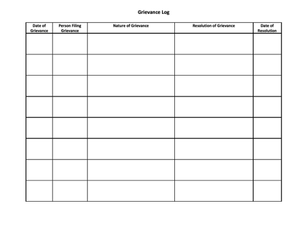 Grievance Log