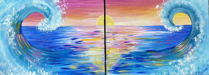 Ocean Wave Couples or Single Painting PDF Download