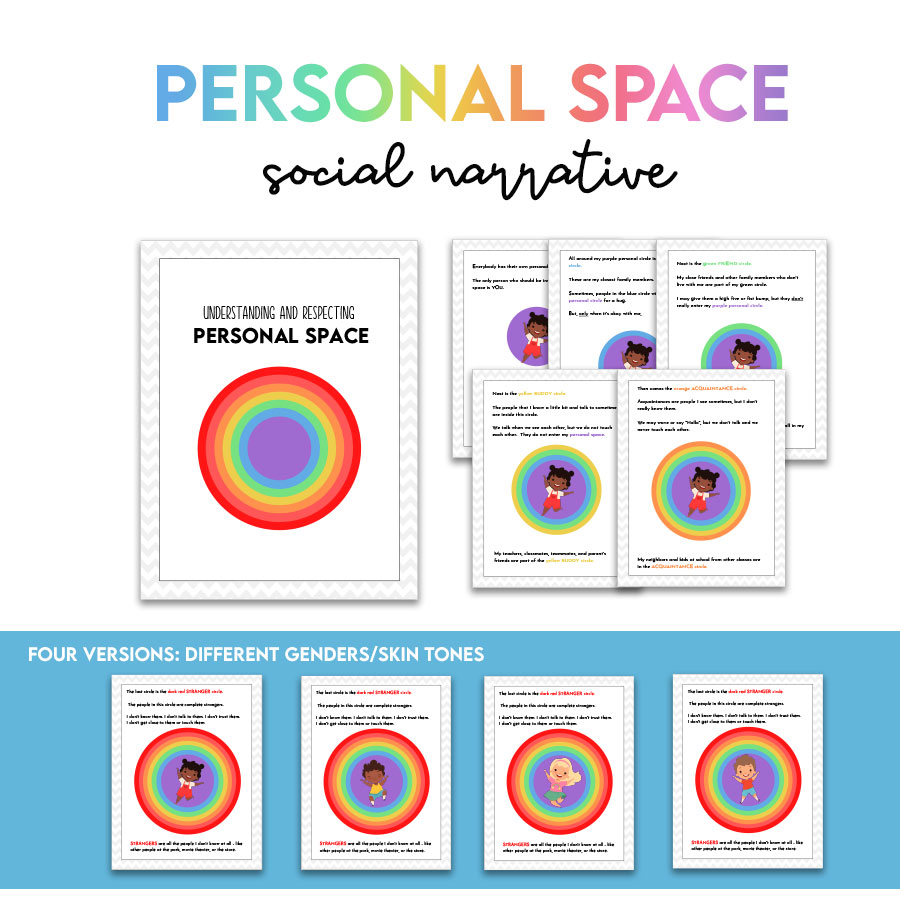 9-Page Personal Space Social Narrative - 4 Versions