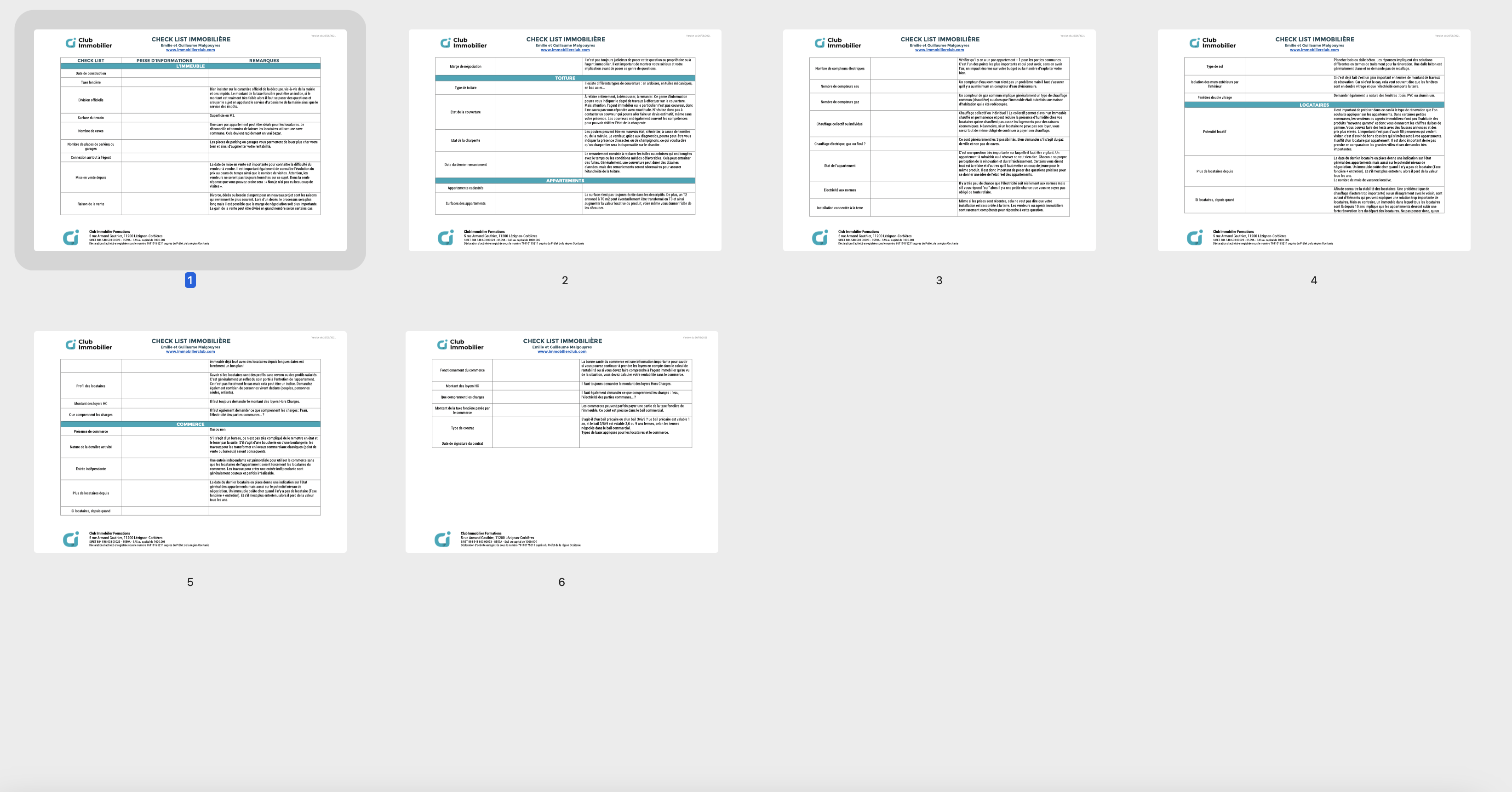 Check-List avant visite
